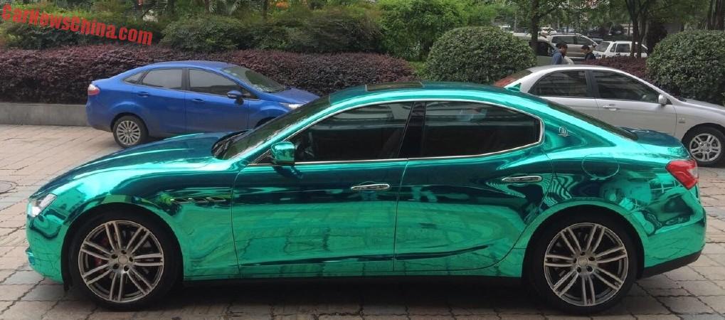 Bling! Maserati Ghibli is shiny light green in China - CarNewsChina.com